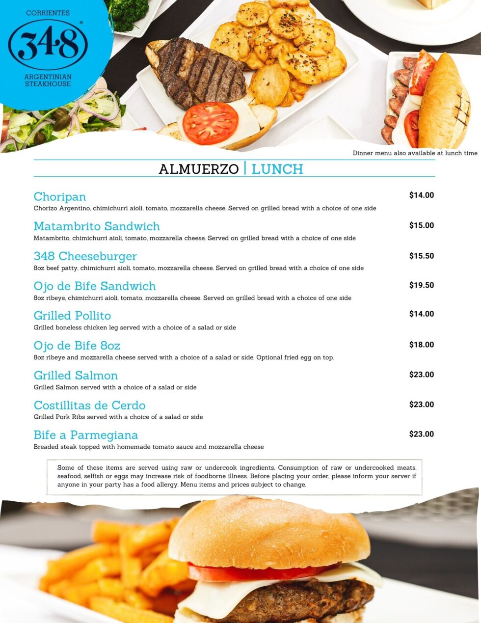 Lunch Menu - Dallas | Corrientes 348 Argentinian Steakhouse in Dallas