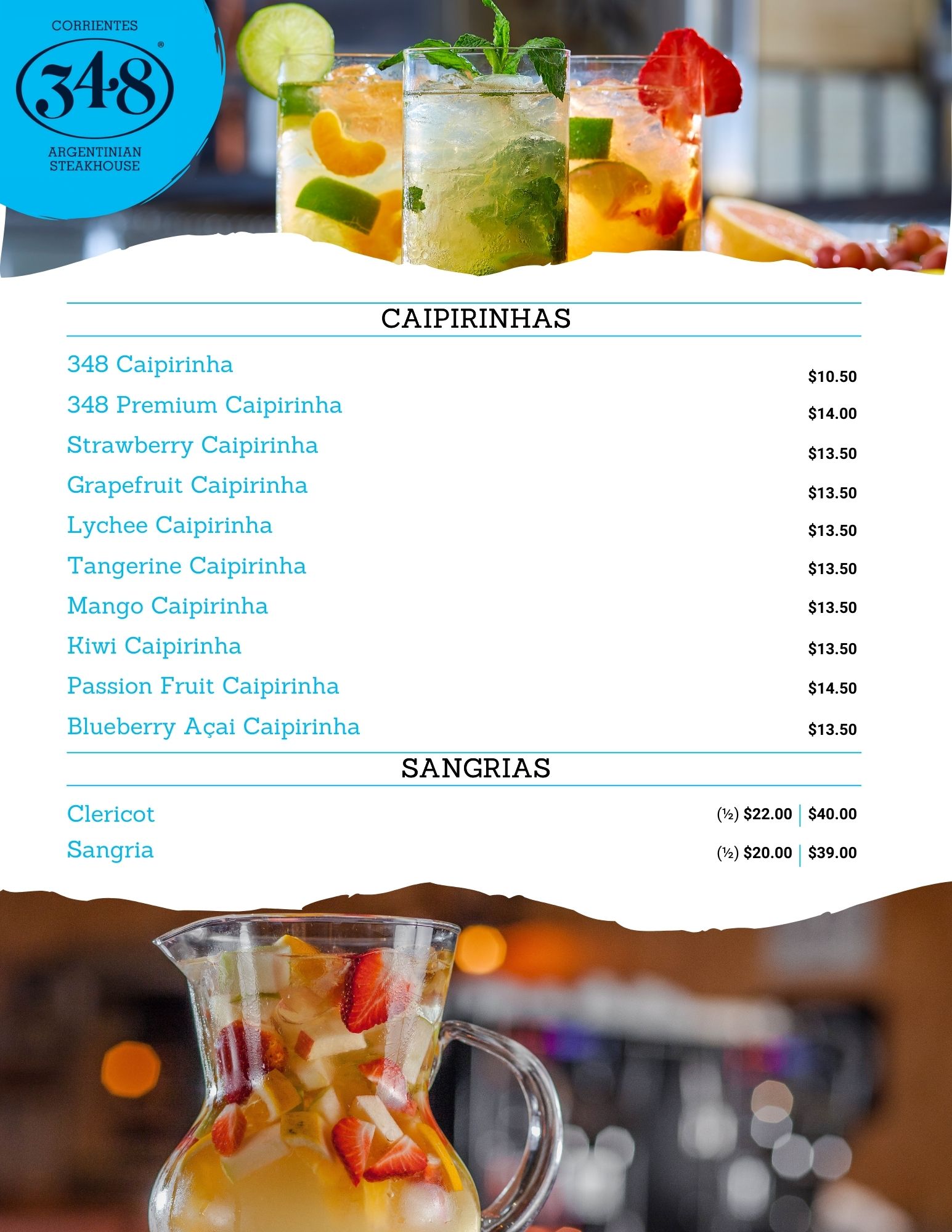 Drinks Menu - Dallas | Corrientes 348 Argentinian Steakhouse in Dallas