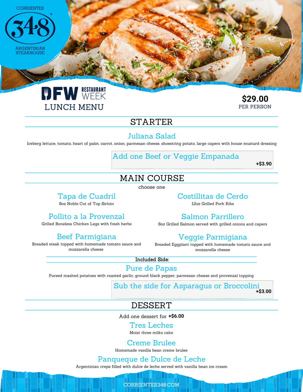 DFW Restaurant Week Lunch Menu - Dallas | Corrientes 348 Argentinian ...